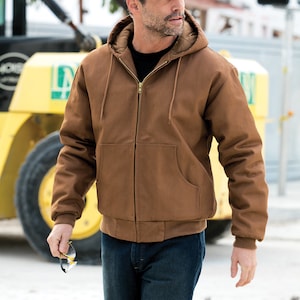 Custom Embroidered Cornerstone Duck Cloth Hooded Work Jacket Full-zip ...