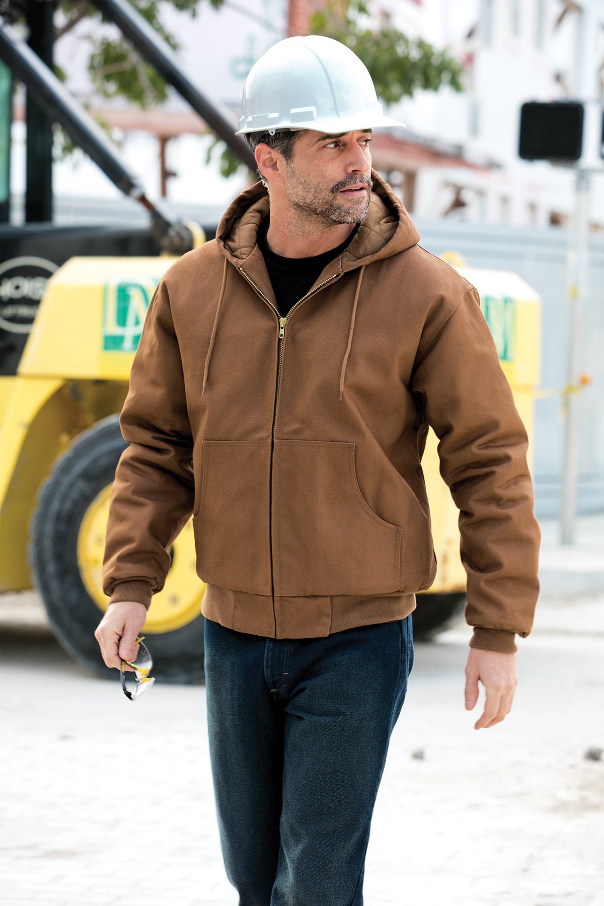 Custom Embroidered Cornerstone Duck Cloth Hooded Work Jacket Full-zip ...