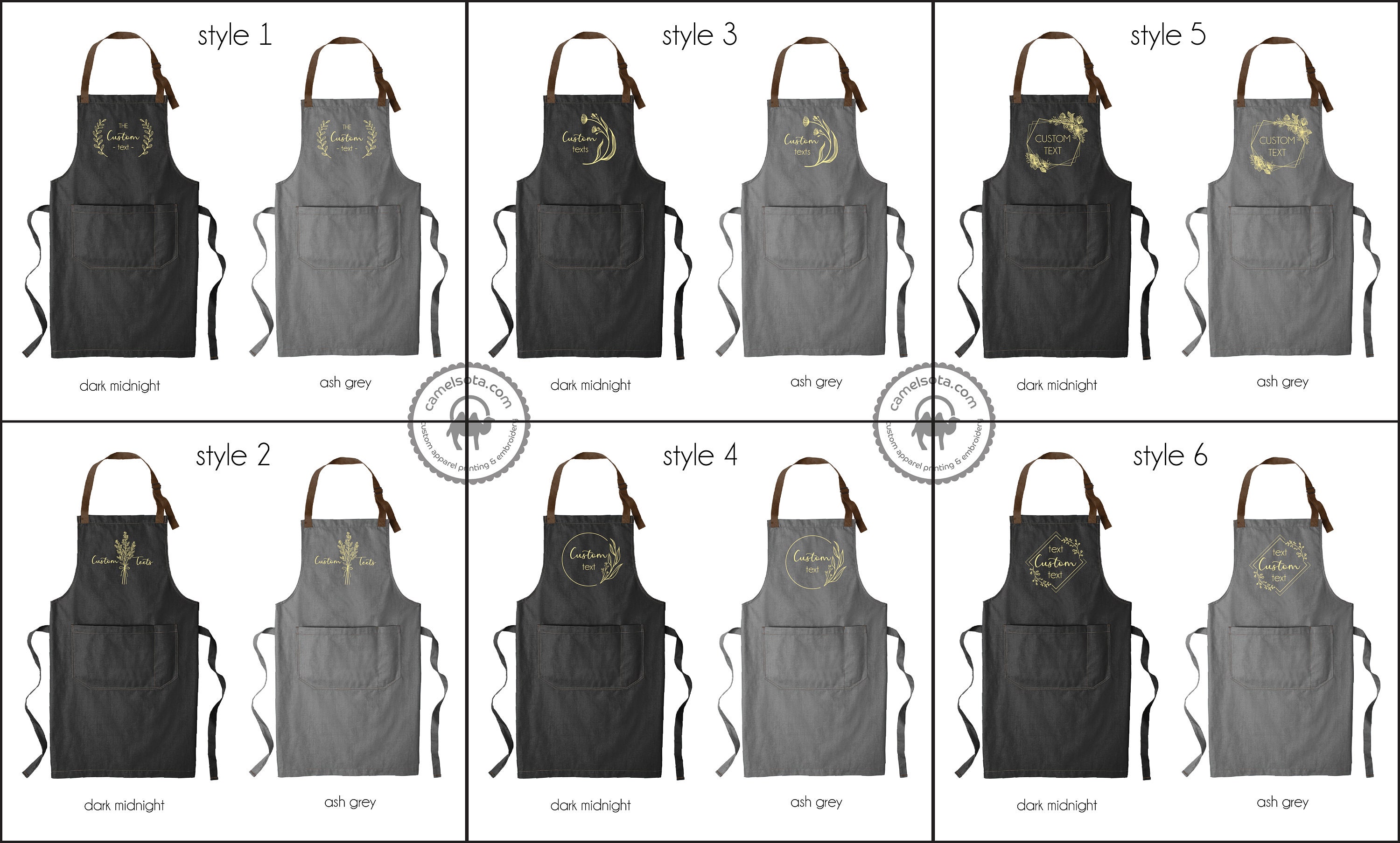 Custom Apron Printed With Ink, Personalized Apron With Floral Designs ...