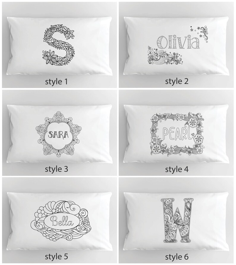 Color Your Own Personalized Pillowcase Zentangle Doodle | Etsy