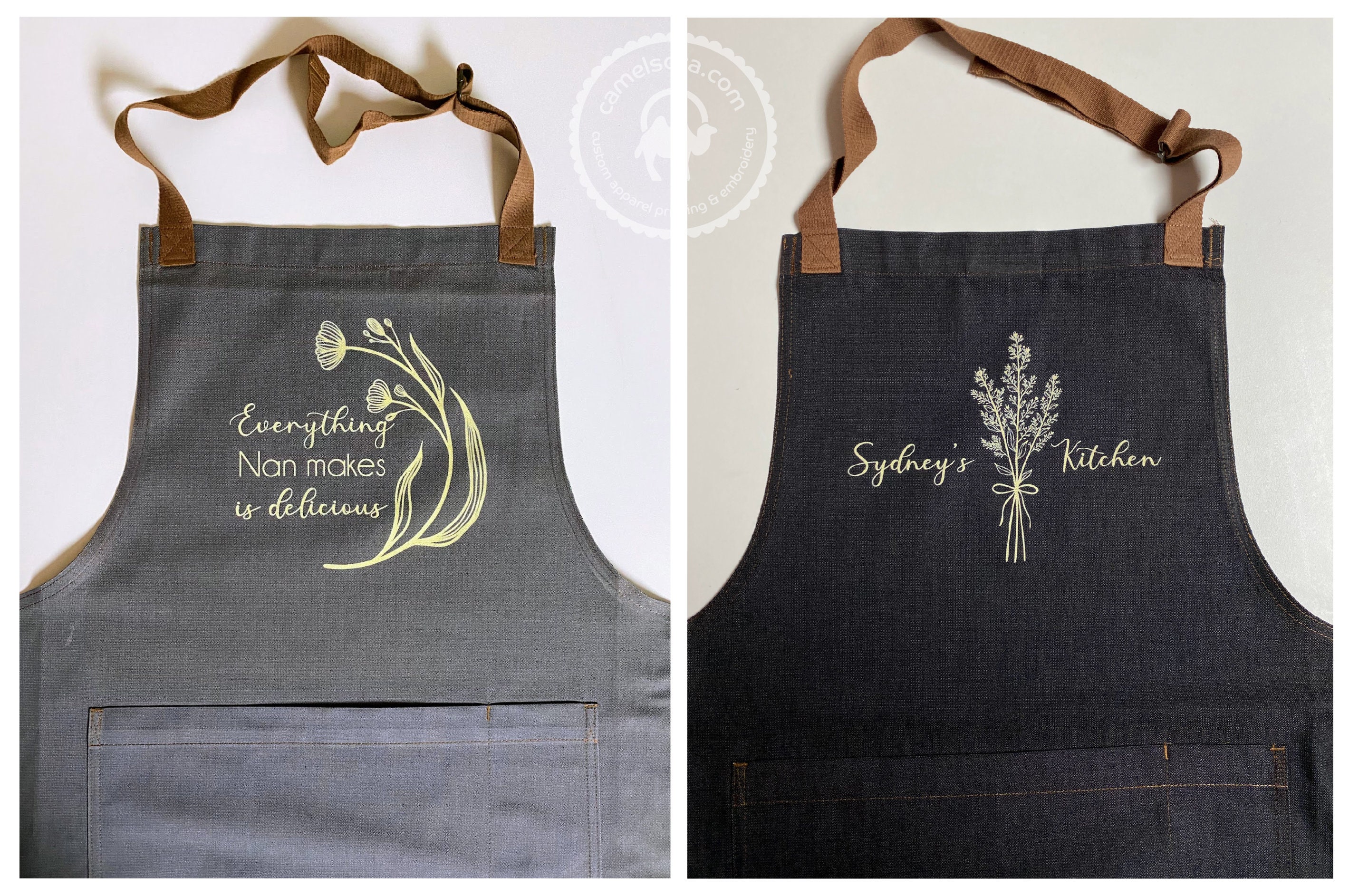 Custom Apron Printed With Ink, Personalized Apron With Floral Designs ...