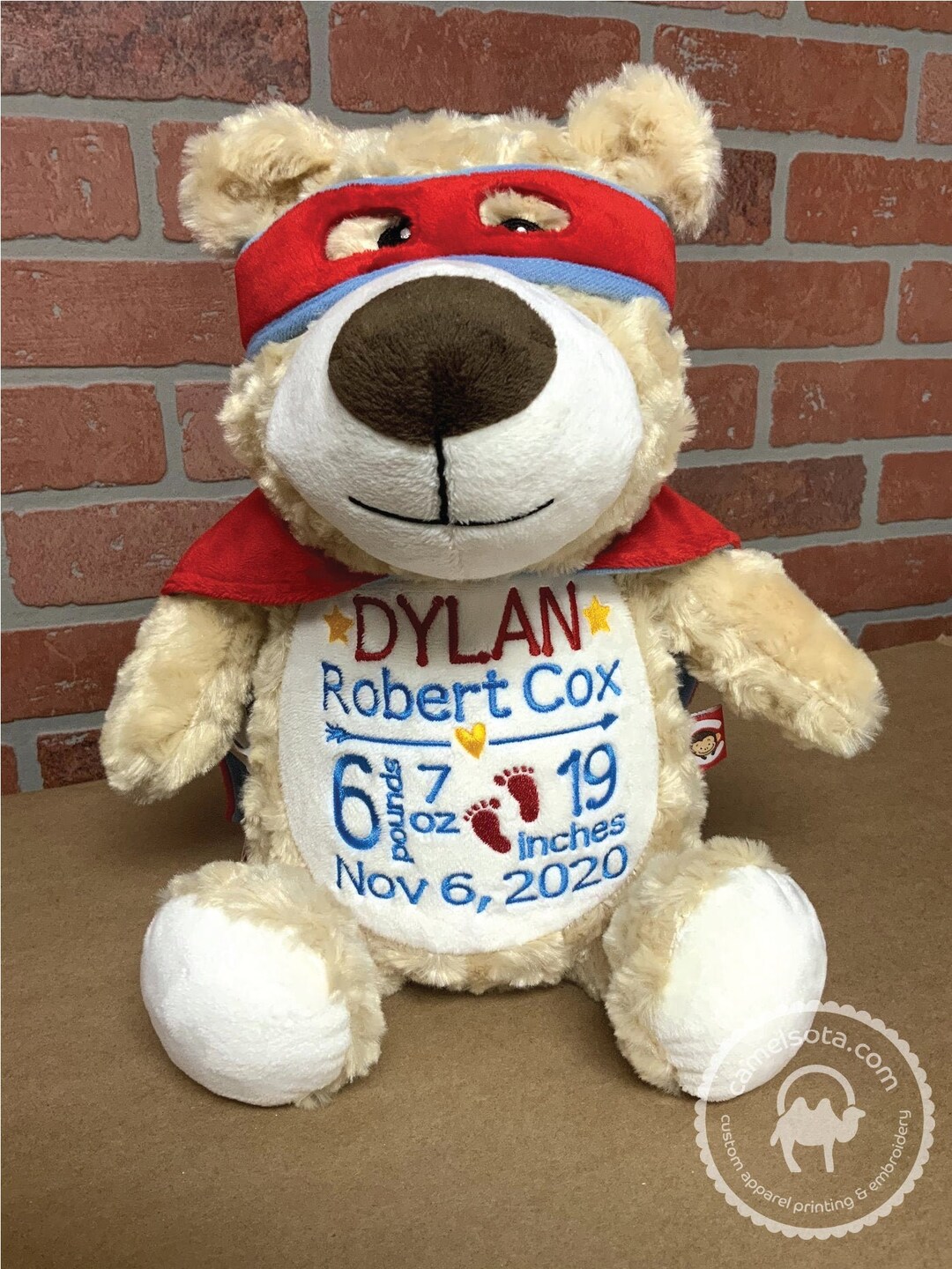 Embroidered Stuffed Bear, Custom Monogrammed Stuffed Bear Birth Stat ...