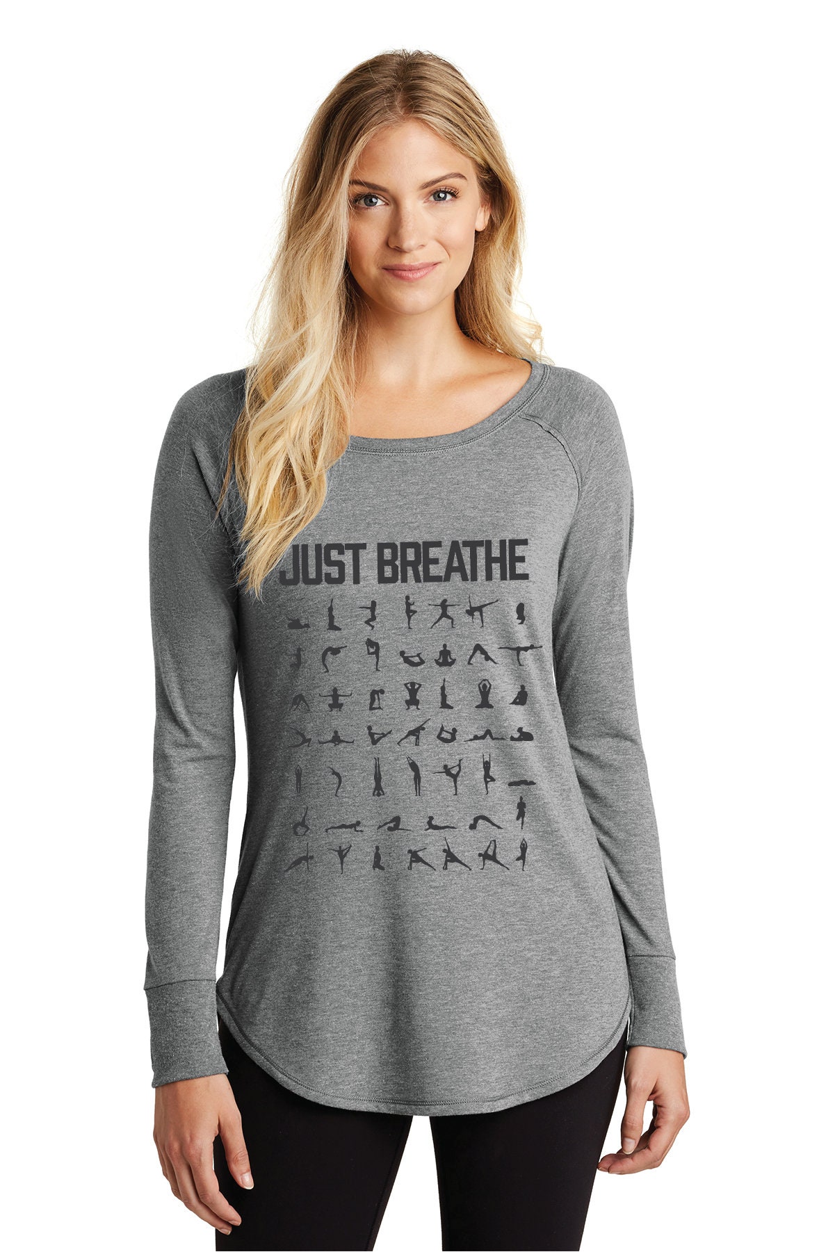 Yoga Poses Tunic Yoga Just Breathe Shirt Silky Soft Triblend - Etsy