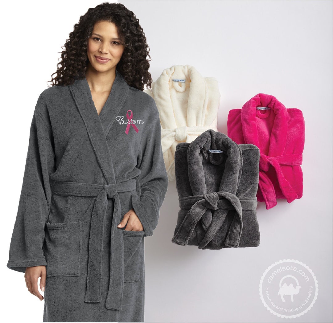 Embroidered Breast Cancer Robe, Personalized Cancer Survivor Robe ...