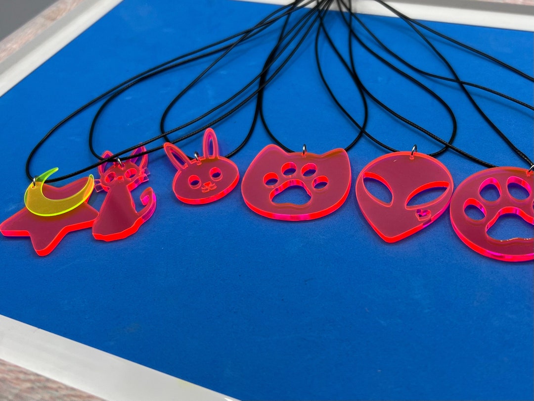 Sigil Cord Necklace With Pink Yellow Purple Neon Acrylic Pendant Smile ...