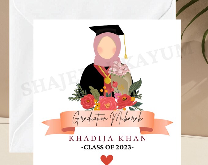 Personalised Islamic Graduation Card Hijabi Class of 2024 - Etsy