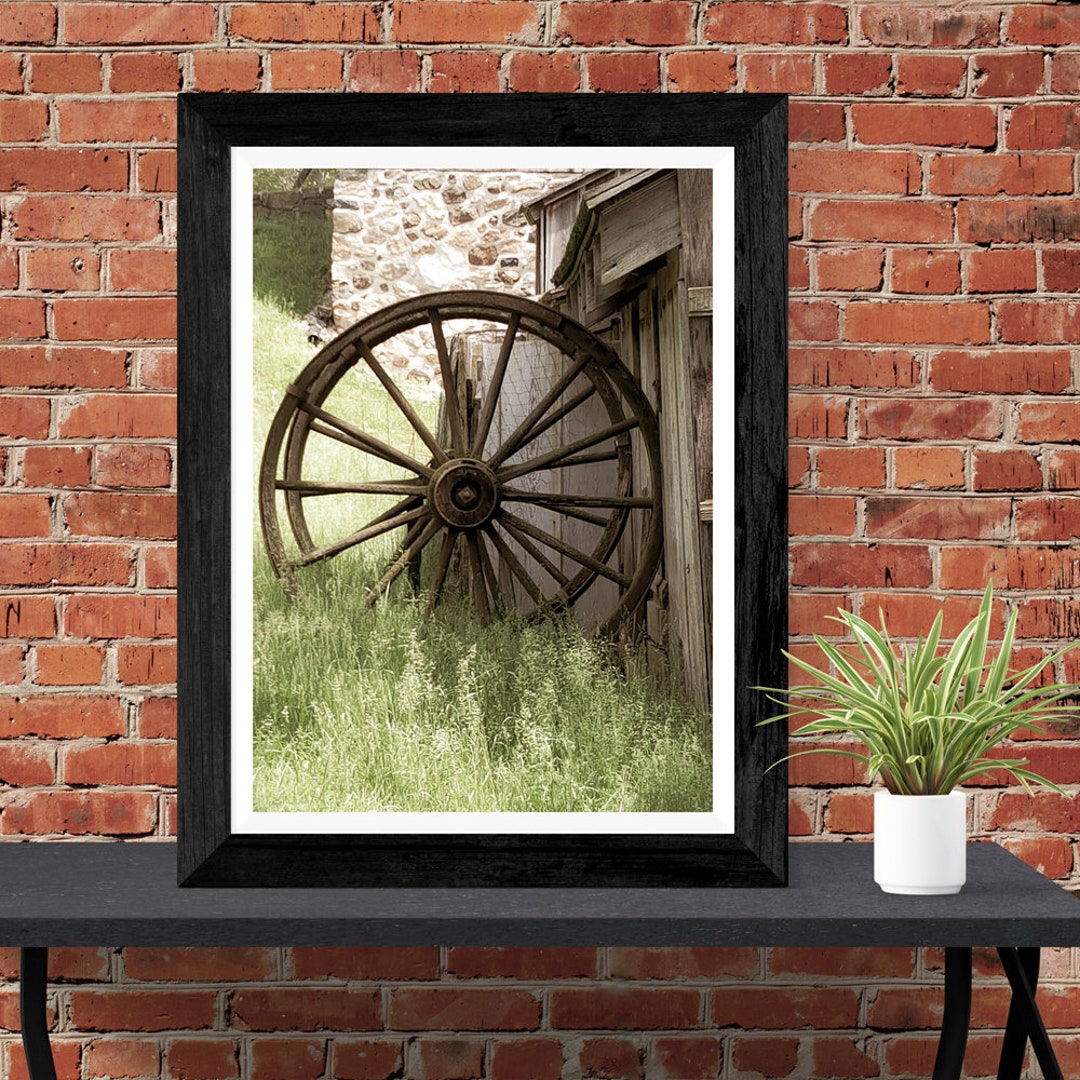 Wagon Wheel Print, Farmhouse Photography, Nature, Rustic Home Decor ...