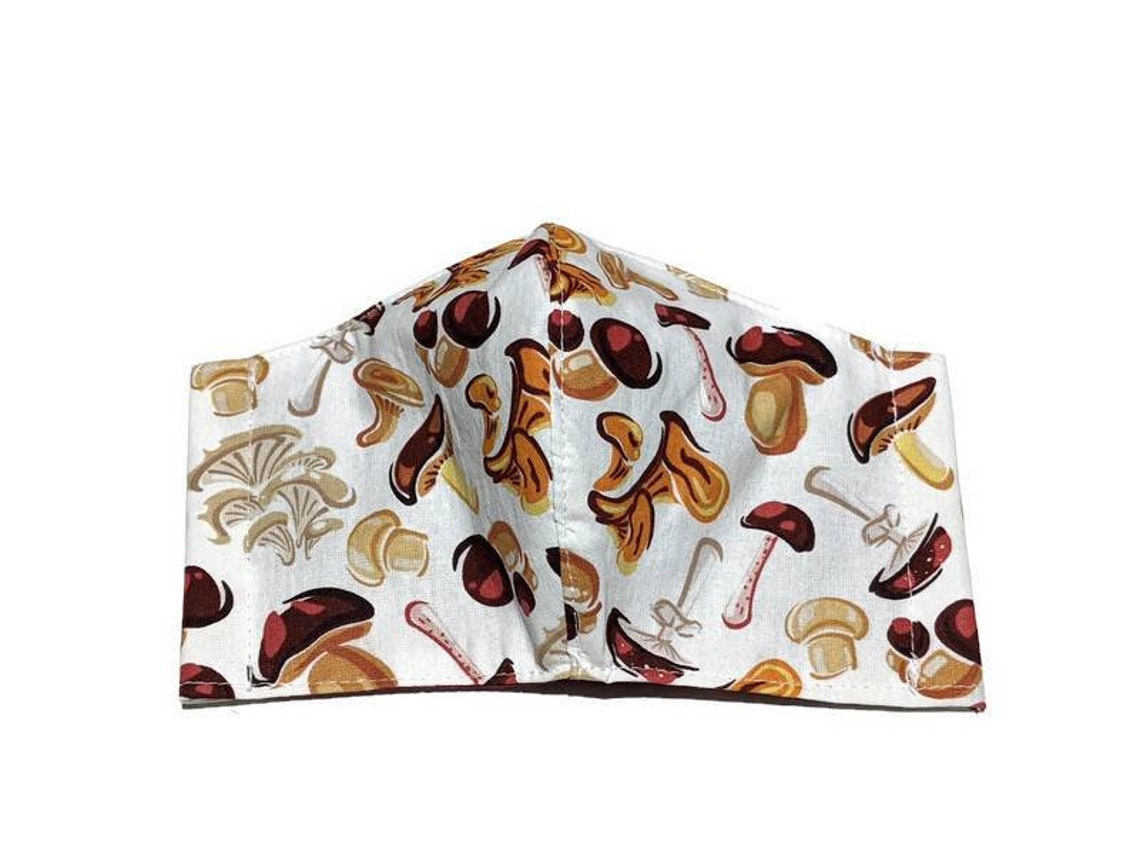 Mushroom Print Face Mask Set With Filter Pocket Adjustable - Etsy