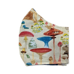 Mushroom Print Face Mask Set With Filter Pocket Adjustable | Etsy