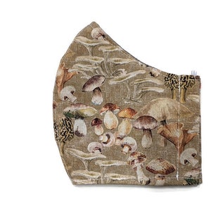 Mushroom Print Face Mask Set With Filter Pocket Adjustable | Etsy