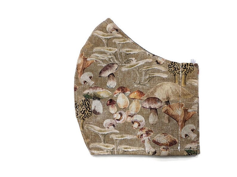 Mushroom Print Face Mask Set With Filter Pocket Adjustable | Etsy