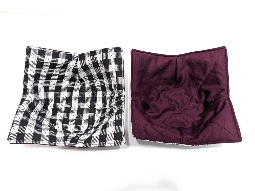 Black and White Checkered Bowl Cozy Set Checkered Soup Bowl | Etsy