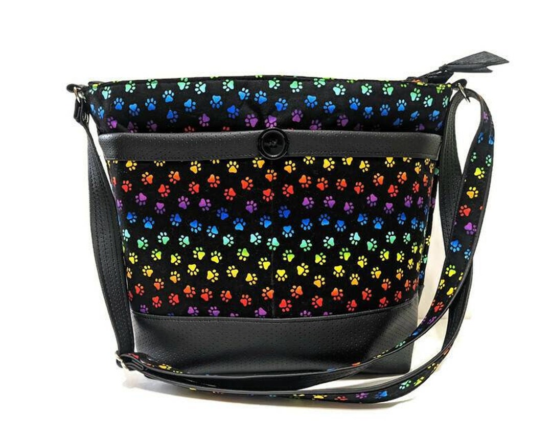 Rainbow Paw Print Purse With Faux Leather, Crossbody Purse, Animal ...