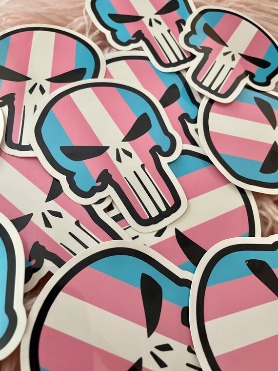 Trans Punisher Sticker / Queer Art / Accessory / ACAB / - Etsy