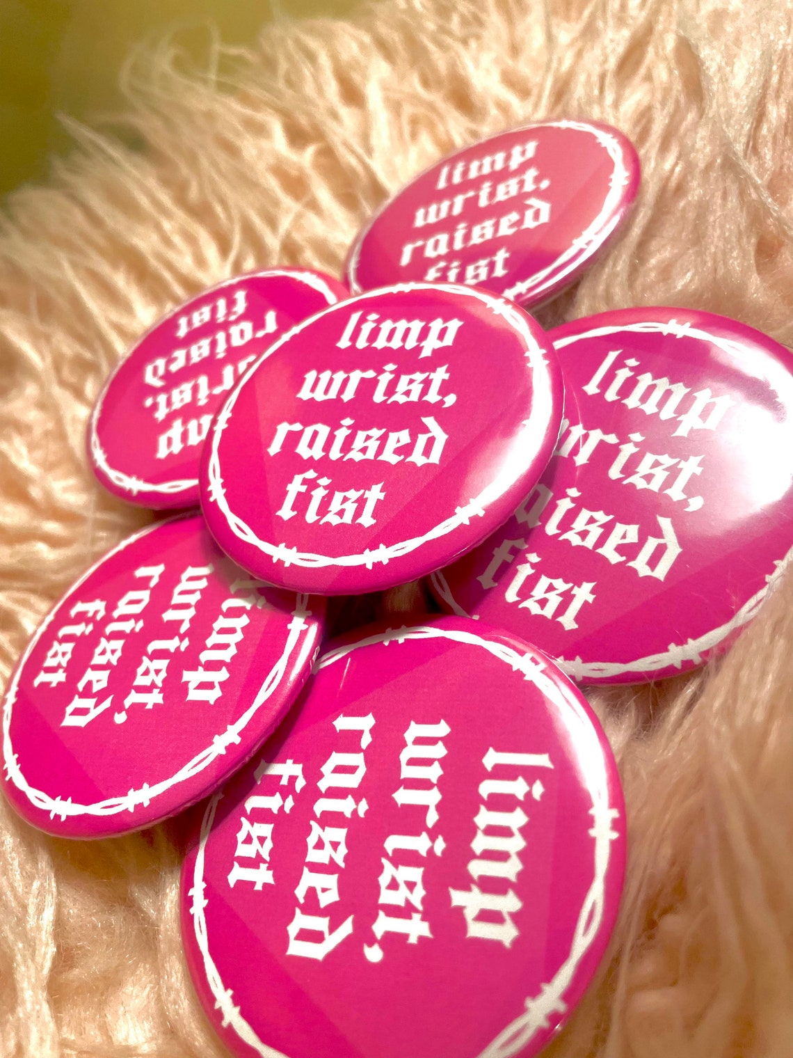 Limp Wrist Raised Fist Pin / Queer Art / Accessory / ACAB / - Etsy