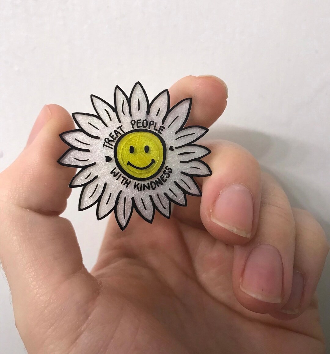 Daisy Smiley Face Pin - Etsy