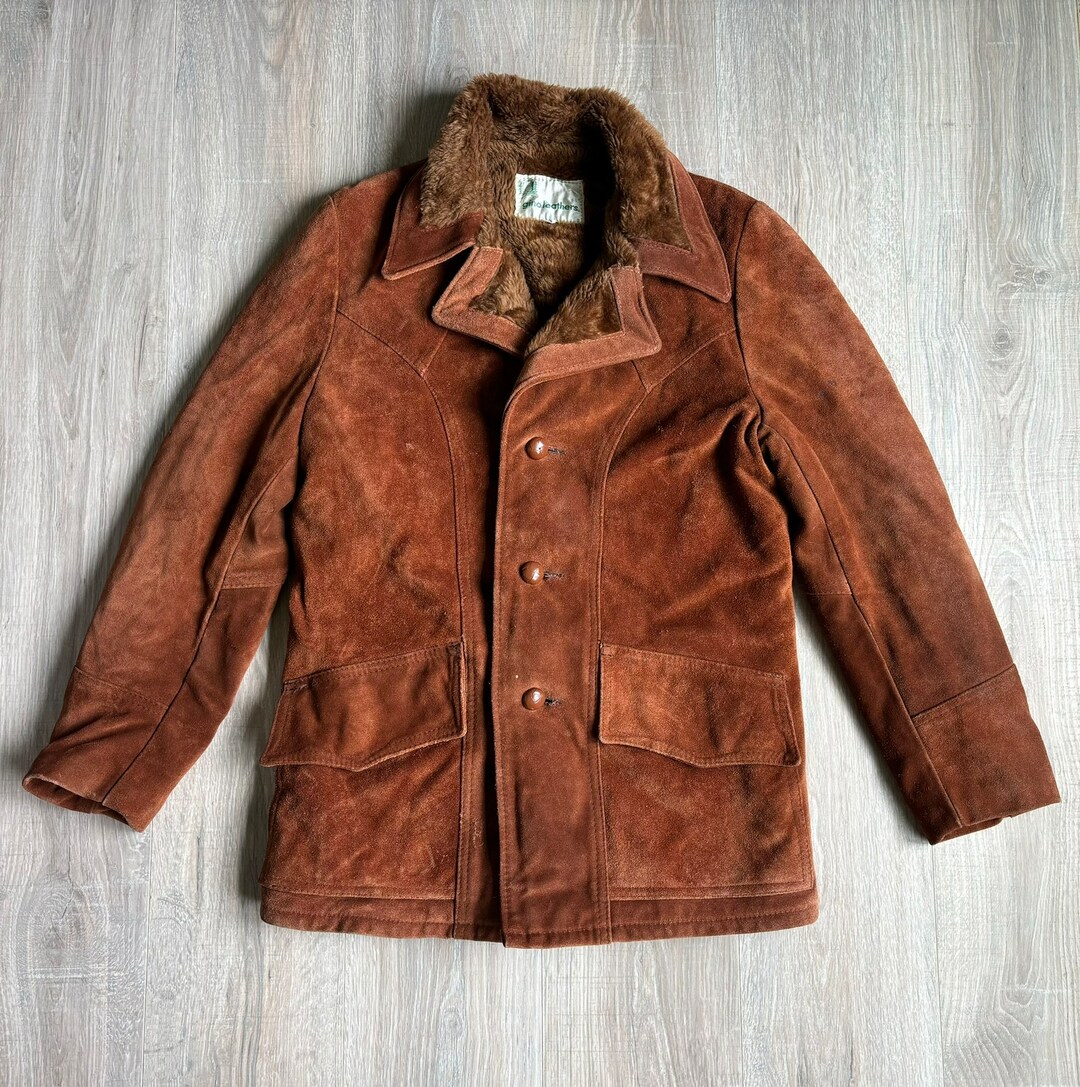 Vintage 70s Suede Western Overcoat / Jacket W/faux Fur Liner sm/med 40R ...