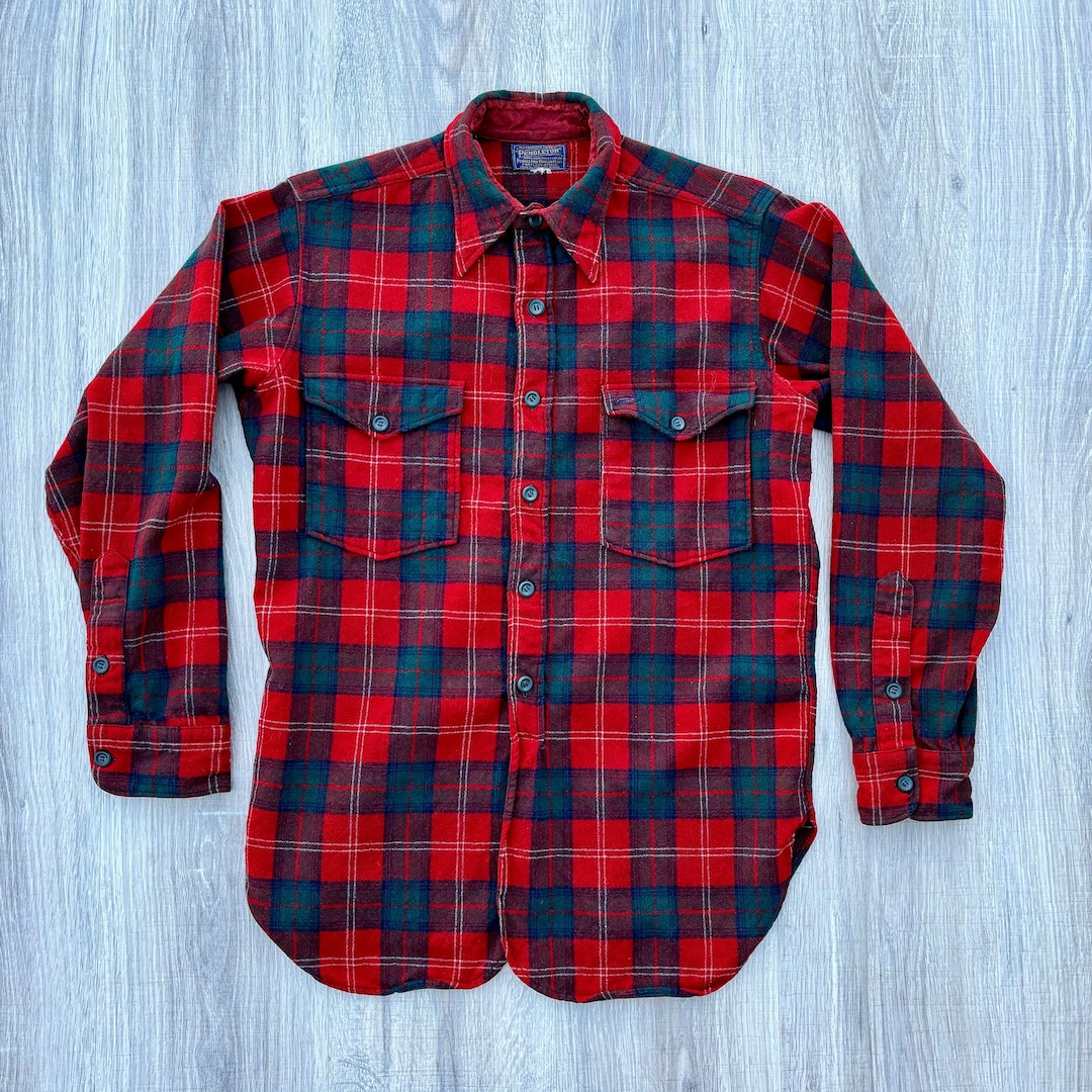 Sm/med - Vintage 1940s Pendleton Red Plaid Button up Field Shirt - Etsy