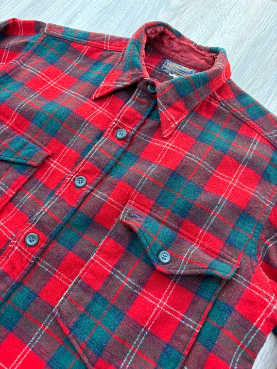 Sm/Med - Vintage 1940s Pendleton Red Plaid Button Up … - Gem