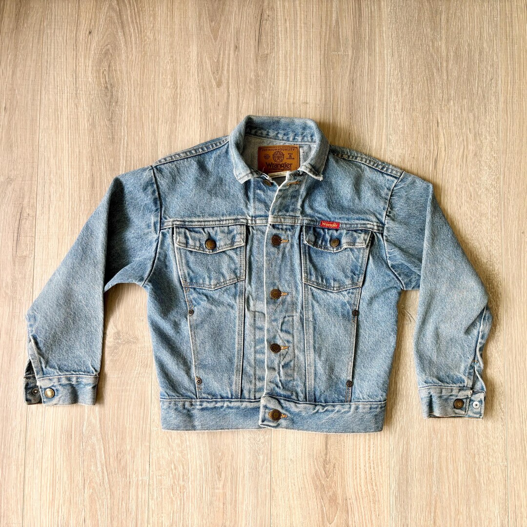 Vintage 90s Wrangler Red Tab Cropped Western Denim / Jean Jacket XS ...