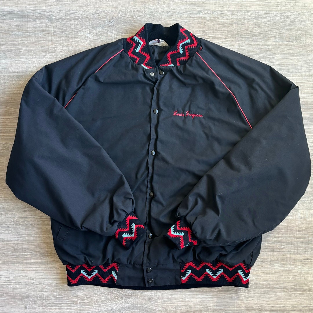 Vintage 90s Westark Black / Aztec Western Rodeo Bomber Jacket size XL ...