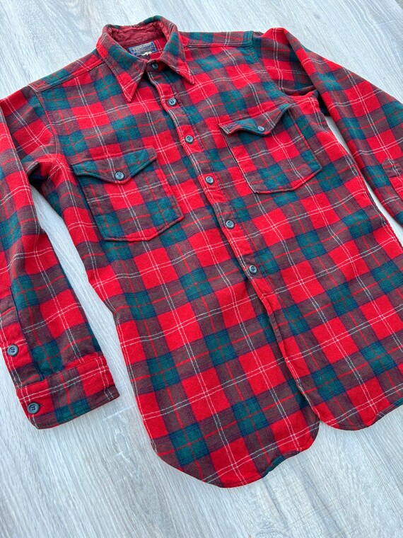 Sm/Med - Vintage 1940s Pendleton Red Plaid Button Up … - Gem