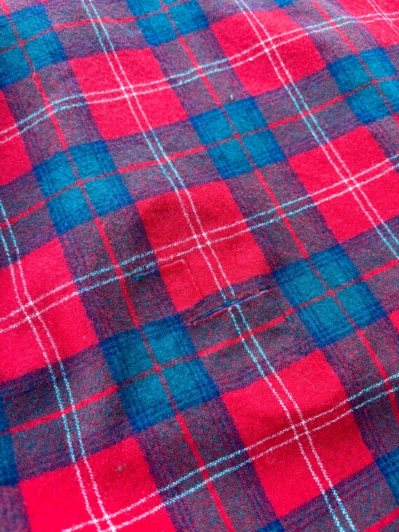 Sm/Med - Vintage 1940s Pendleton Red Plaid Button Up … - Gem
