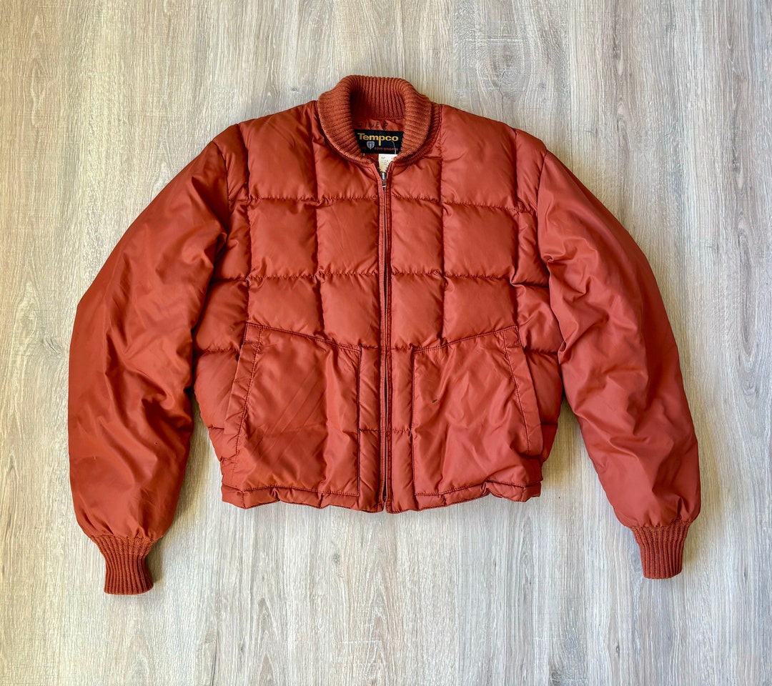 Vintage 70s Tempco Burnt Orange Goose Down Puffer Jacket size Medium - Etsy
