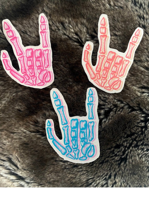 Skull Hand Sticker 3 Colour Options - Etsy