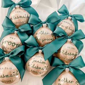 Emerald and Gold Personalized Bridesmaid Bridal Party Ornament - Etsy