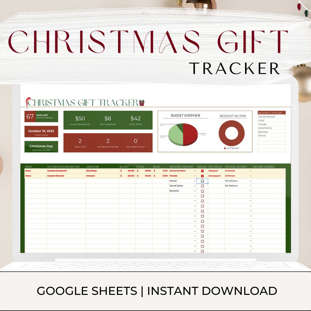 Christmas Gift Tracker, Christmas Gift List, Christmas Budget Planner ...