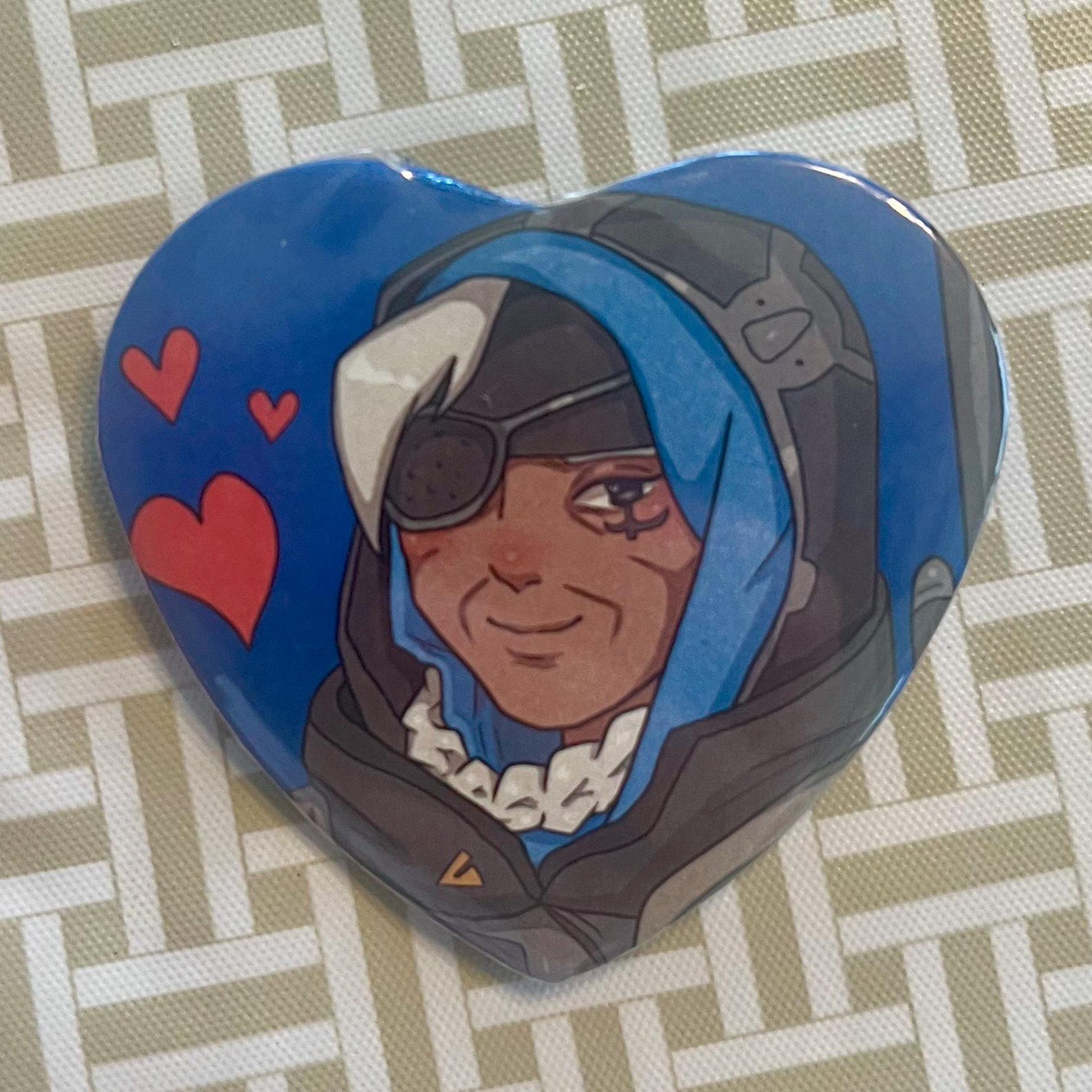 Overwatch Support Heart Button Pins | Ana, Baptiste, Brigitte, Illari ...