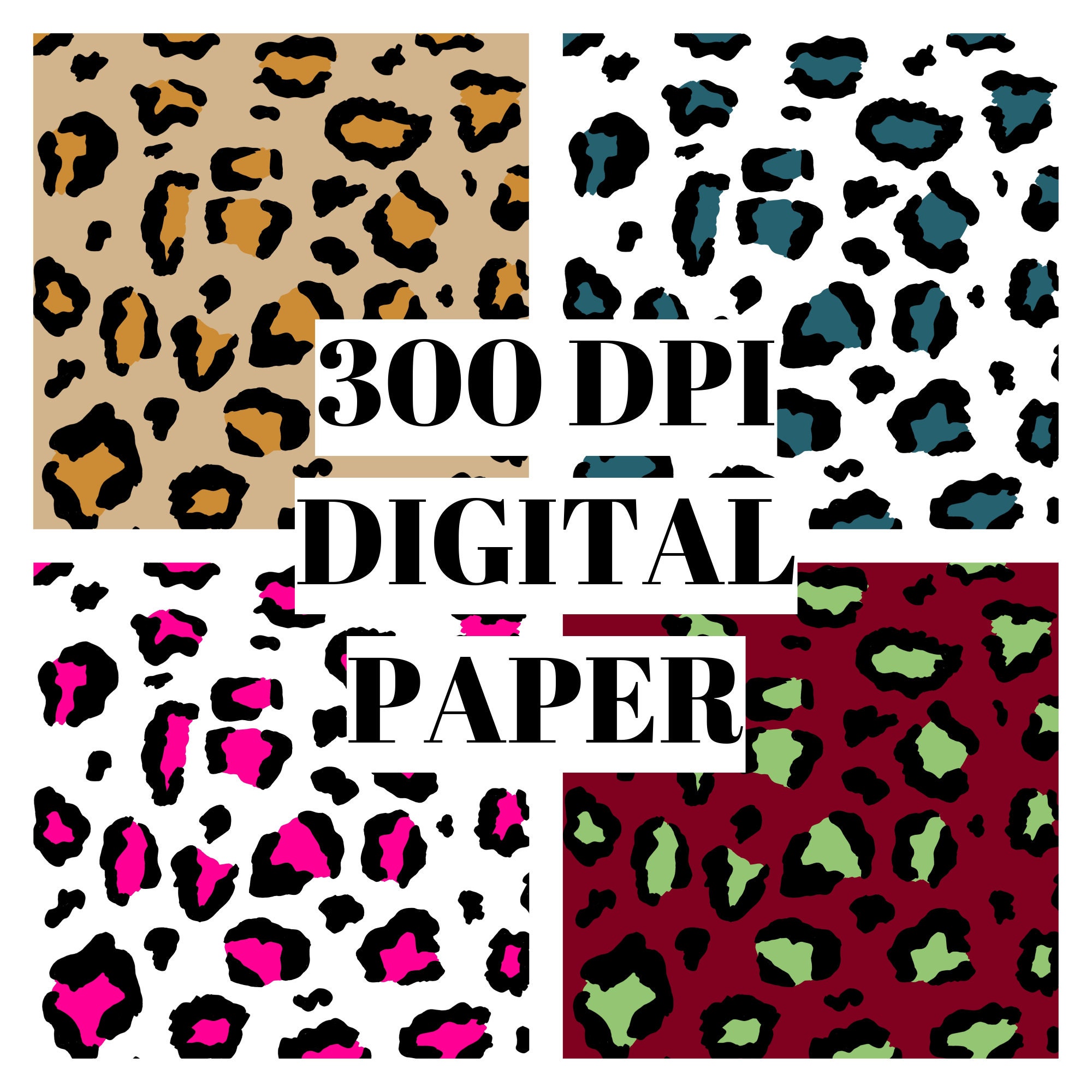 HANDDRAWN Leopard Digital Paper Pack 300 DPI JPG 4 Included - Etsy
