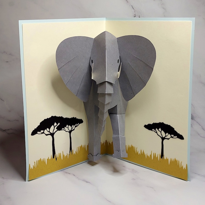 DIY Elephant Pop-up Card SVG and PDF Template for Instant Download - Etsy