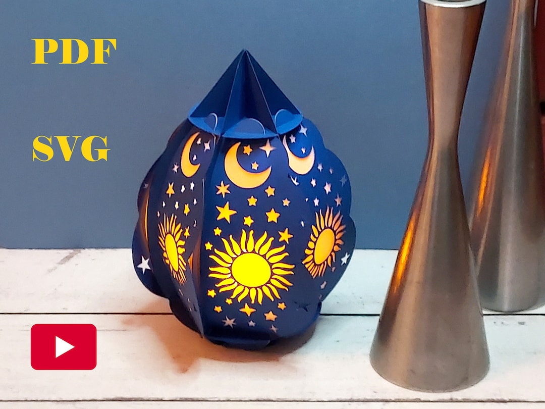 DIY Quick 3D Celestial Lantern, No Glue Template, PDF and SVG Files for ...
