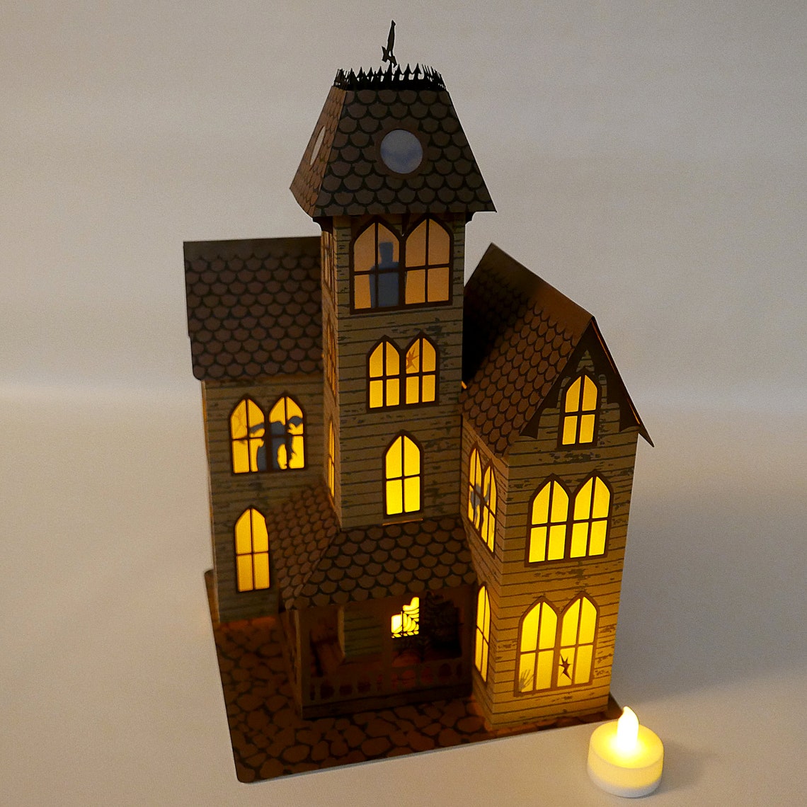 DIY Collapsible Haunted Mansion Template SVG and PDF Files for Instant ...