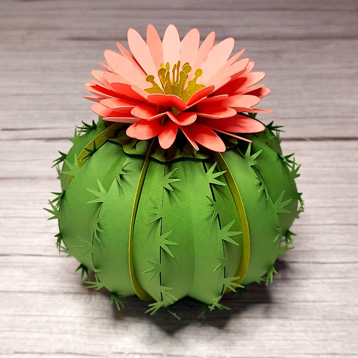 DIY 3D Blooming Cactus, No Glue Template, PDF and SVG Files for Instant ...