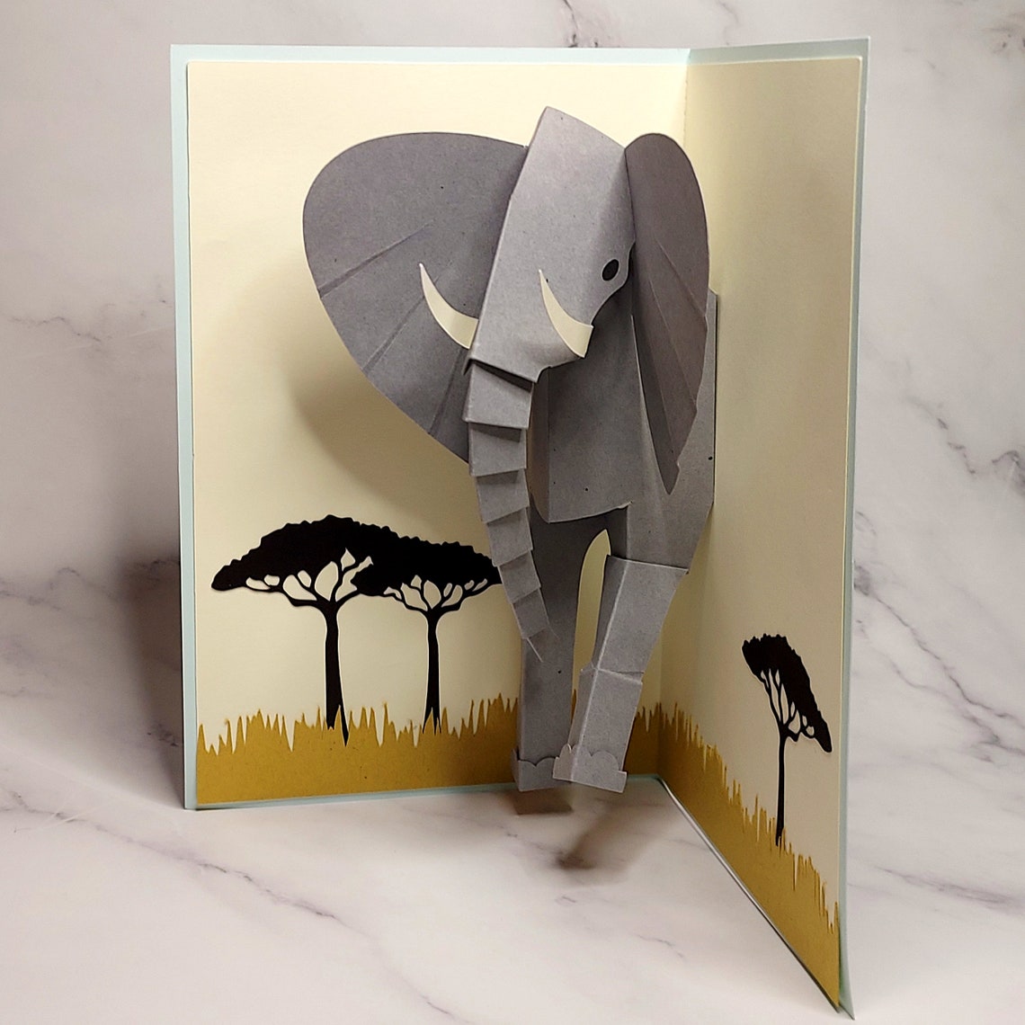 DIY Elephant Pop-up Card SVG and PDF Template for Instant - Etsy