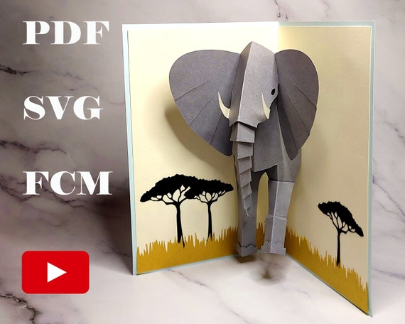 DIY Elephant Pop-up Card SVG and PDF Template for Instant - Etsy UK