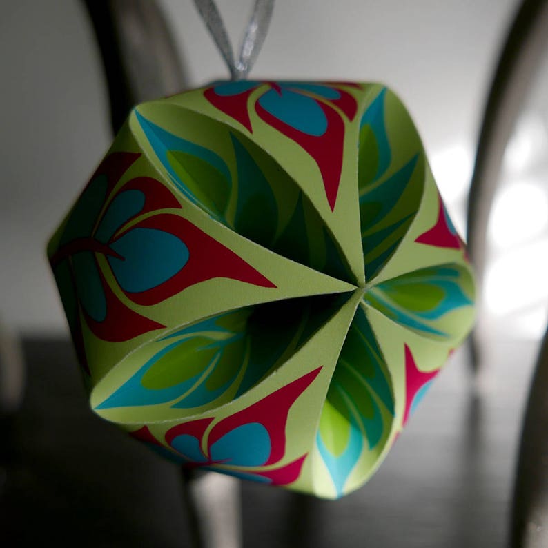 Set of 3 leaf inspired 3D paper sphere ornaments | Etsy