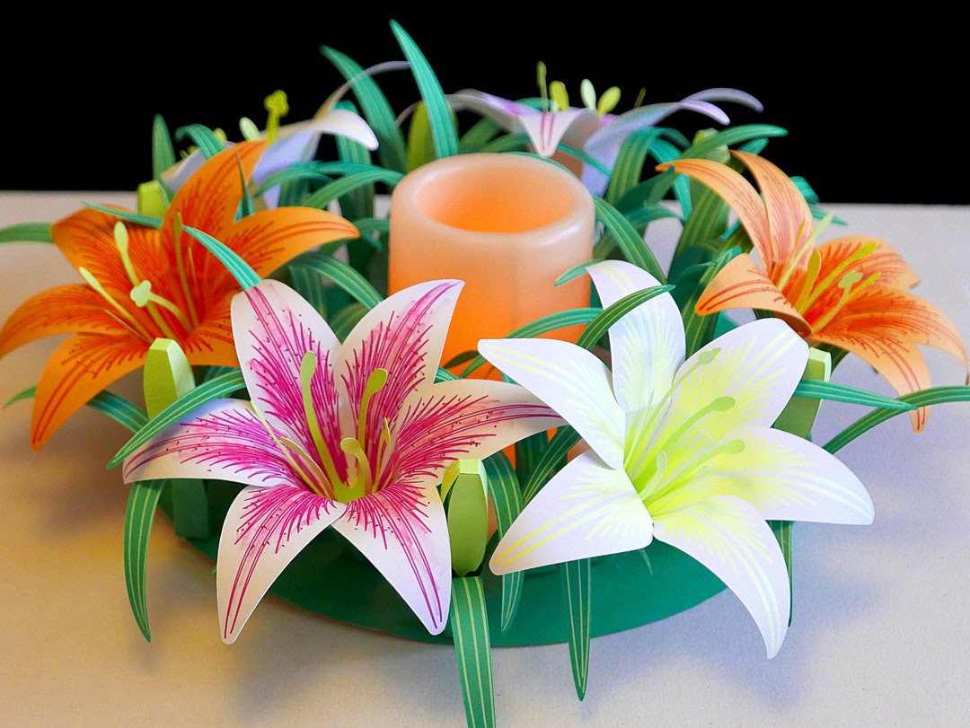 DIY Papercraft Lily Wreath or Centerpiece Template SVG and PDF - Etsy