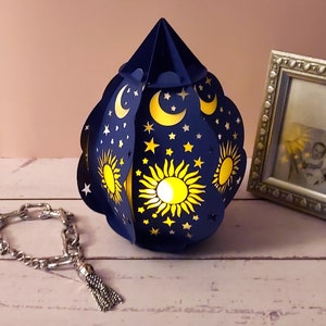 DIY Quick 3D Celestial Lantern, No Glue Template, PDF and SVG Files for ...