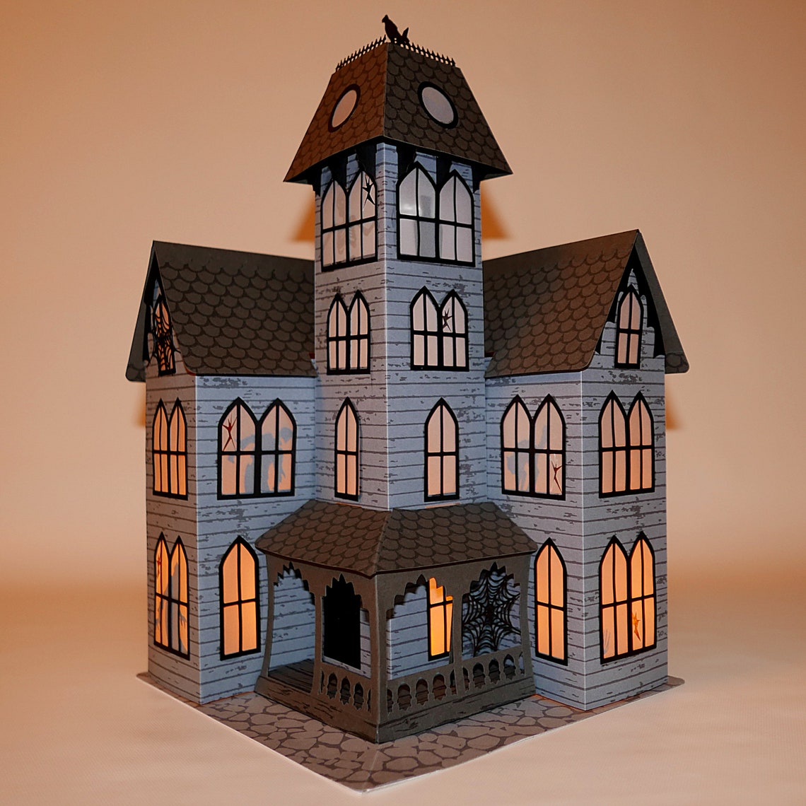 DIY Collapsible Haunted Mansion Template SVG and PDF Files for Instant ...