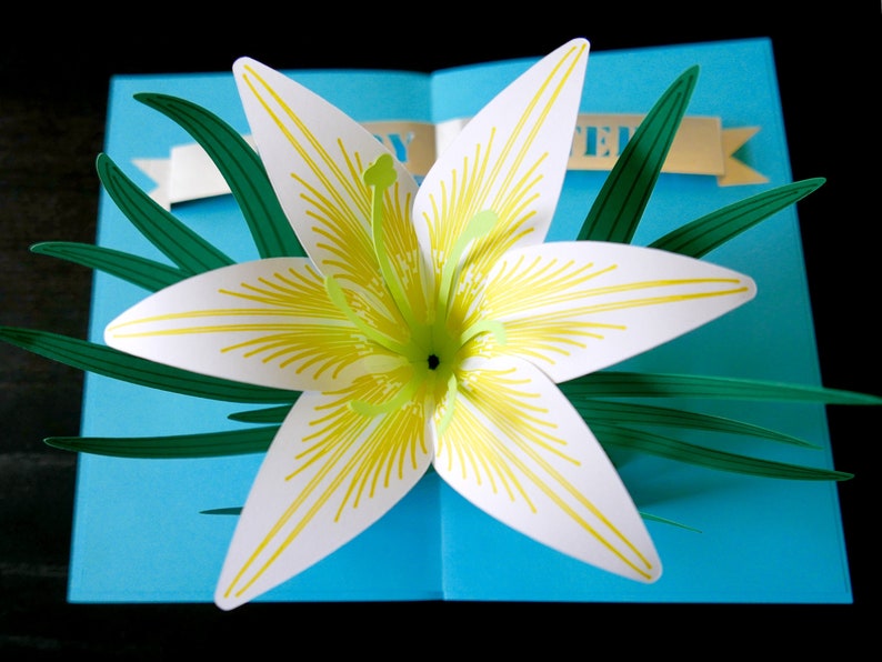 DIY Pop-up Lily Card Template SVG and PDF Files for Instant Download - Etsy