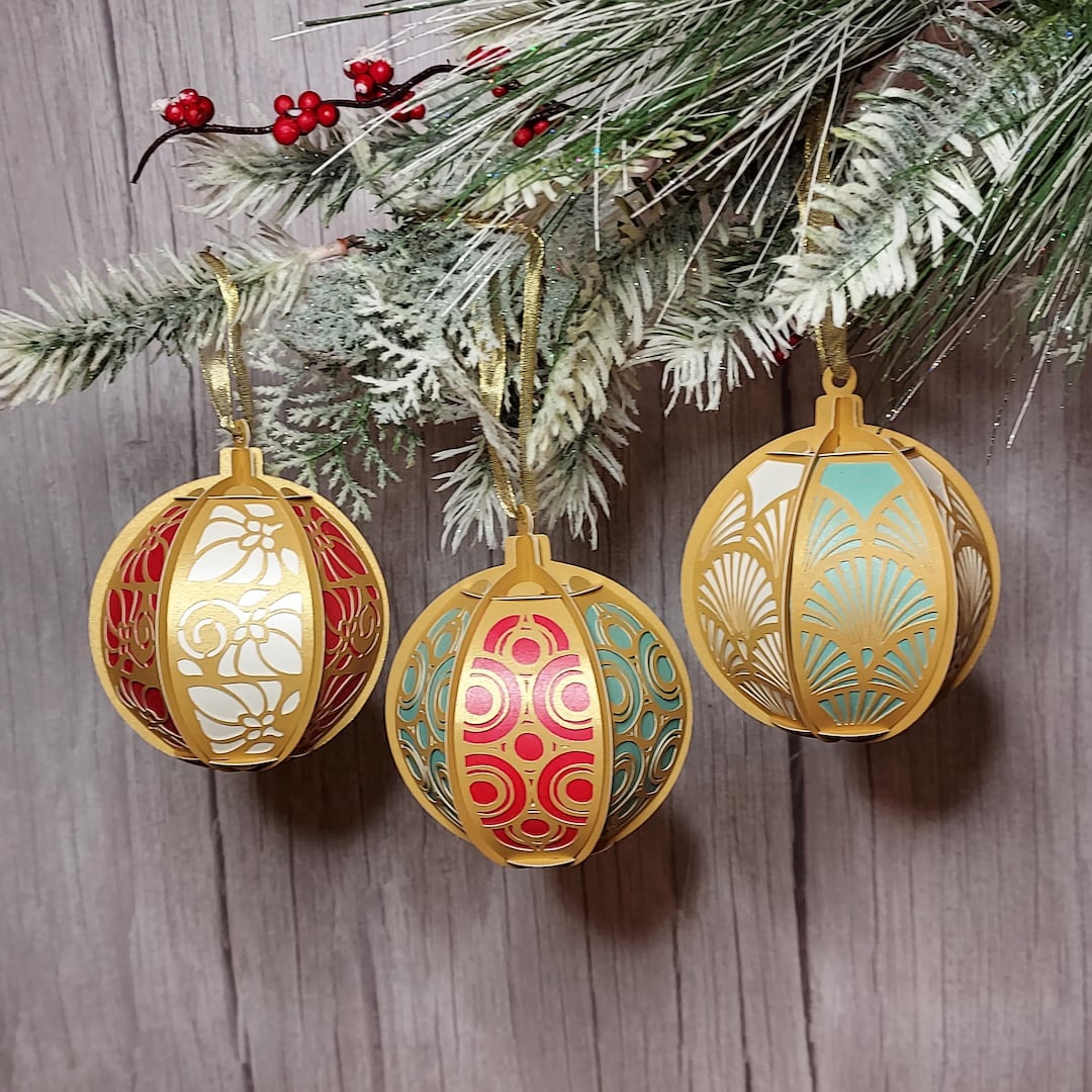 Geometric Design DIY Easy 3D Christmas Ball Ornaments No Glue Template ...