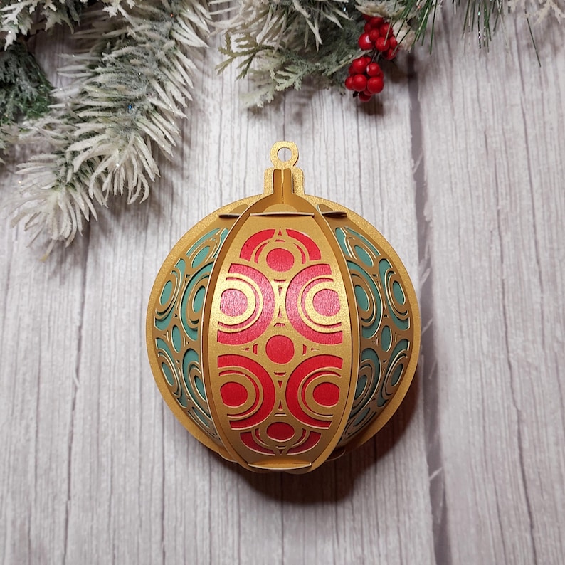 Geometric Design DIY Easy 3D Christmas Ball Ornaments No Glue Template ...