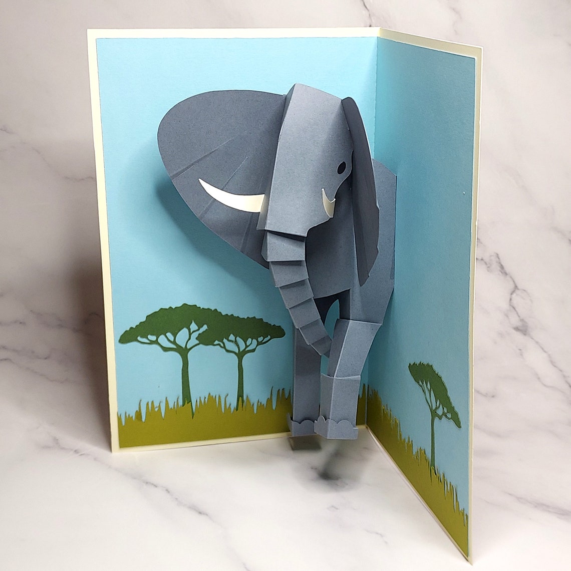 DIY Elephant Pop-up Card SVG and PDF Template for Instant - Etsy