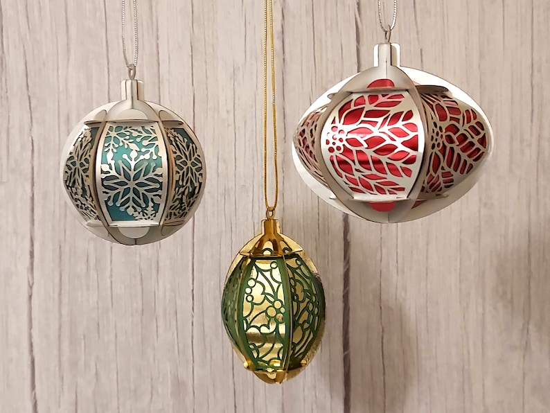DIY Easy 3D Christmas Ornaments No Glue Template PDF and SVG File for ...