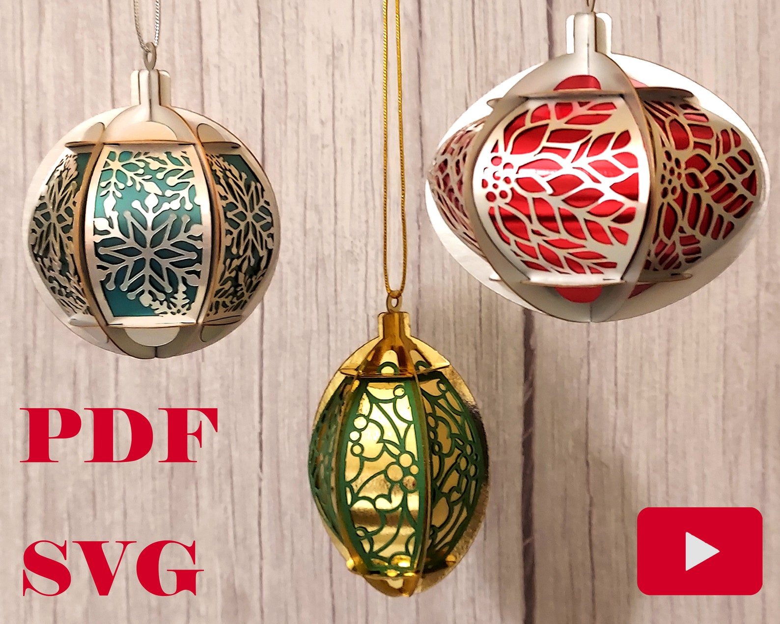 DIY Easy 3D Christmas Ornaments No Glue Template PDF and SVG - Etsy