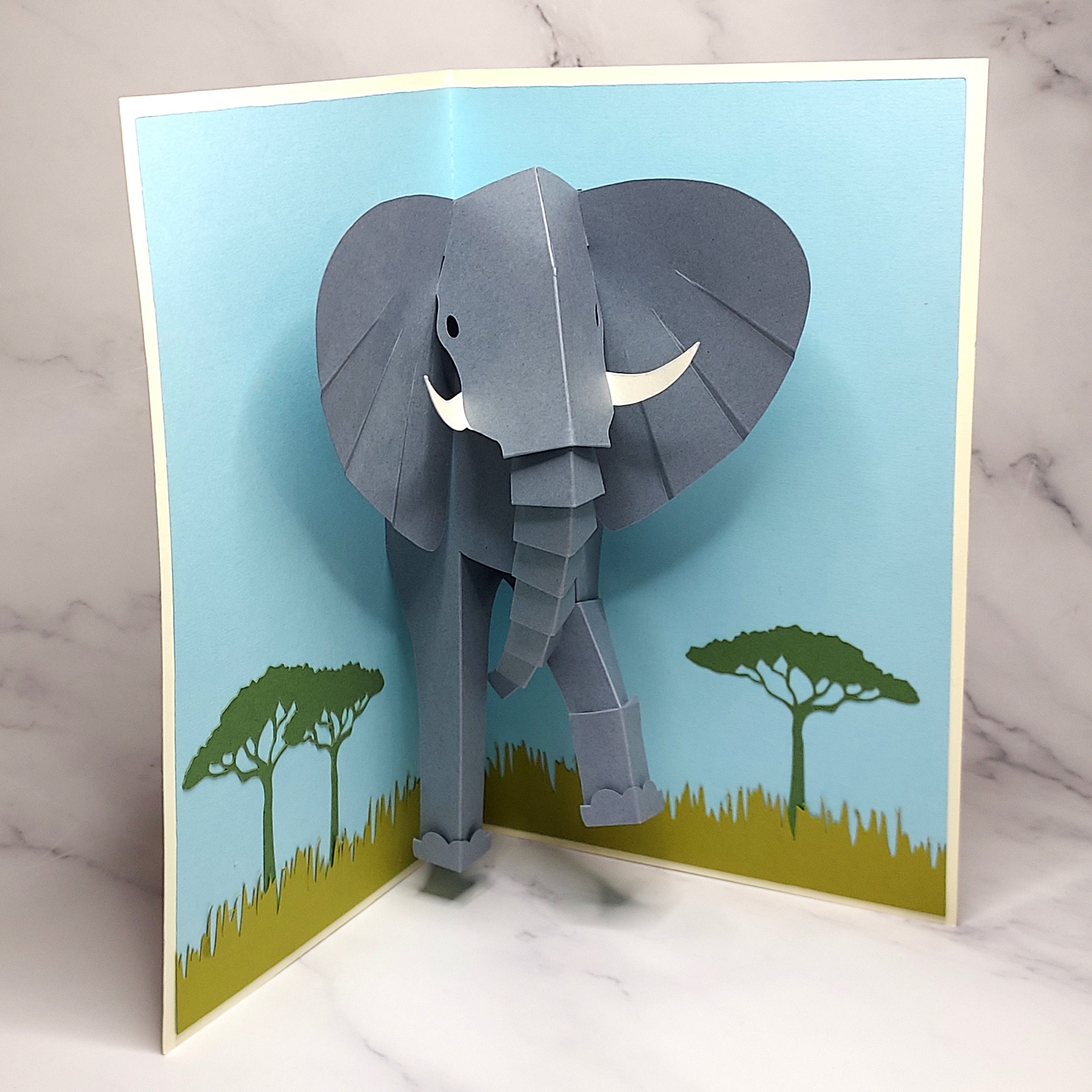 DIY Elephant Pop-up Card SVG and PDF Template for Instant - Etsy